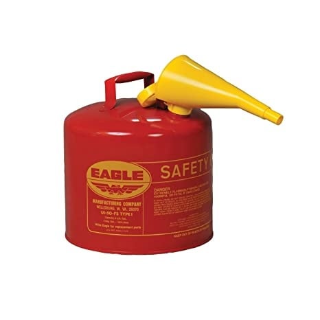 Eagle Galvanized Steel Type 1 Gasoline Safety Can with Funnel, 5Gallon ...